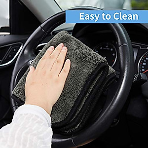 BMLEI Microfiber Car Cleaning Cloths,1200 GSM Ultra Thick Microfiber Towels for Cars, Soft Car Drying Towel for Washing, Polishing and Auto Detailing 16'' x 16'' (3 Pack)