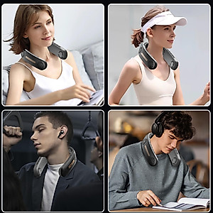 OLV Neck Fan 4 Turbo 6000mAh Portable Neck Fan 360°Cooling Airflow Bladeless Neck Fan USB Rechargeable with 3 Speeds Adjustment Wearable Personal Fan for Outdoor Travel Indoor - Black