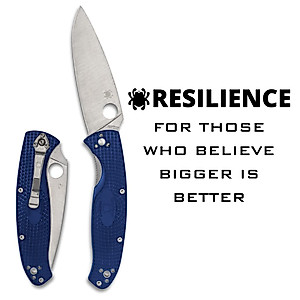 Spyderco Resilience Lightweight Folding Knife with CPM S35VN Stainless Steel Blade and Durable Blue FRN Handle - PlainEge - C142PBL