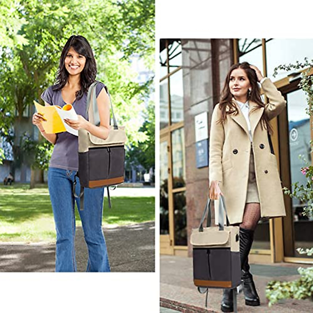 Vibkow Convertible Daypack Laptop Backpack, Travel Casual Bag with USB Charging Port, Stylish College Tote Purse For Women Men Girls Boys Student