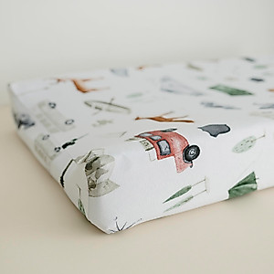 Pobibaby - 2 Pack Premium Pack N Play Sheets Fitted for Standard Pack and Plays and Mini Cribs - Ultra-Soft Cotton Blend, Stylish Woodland Pattern, Safe and Snug for Baby (Explore)