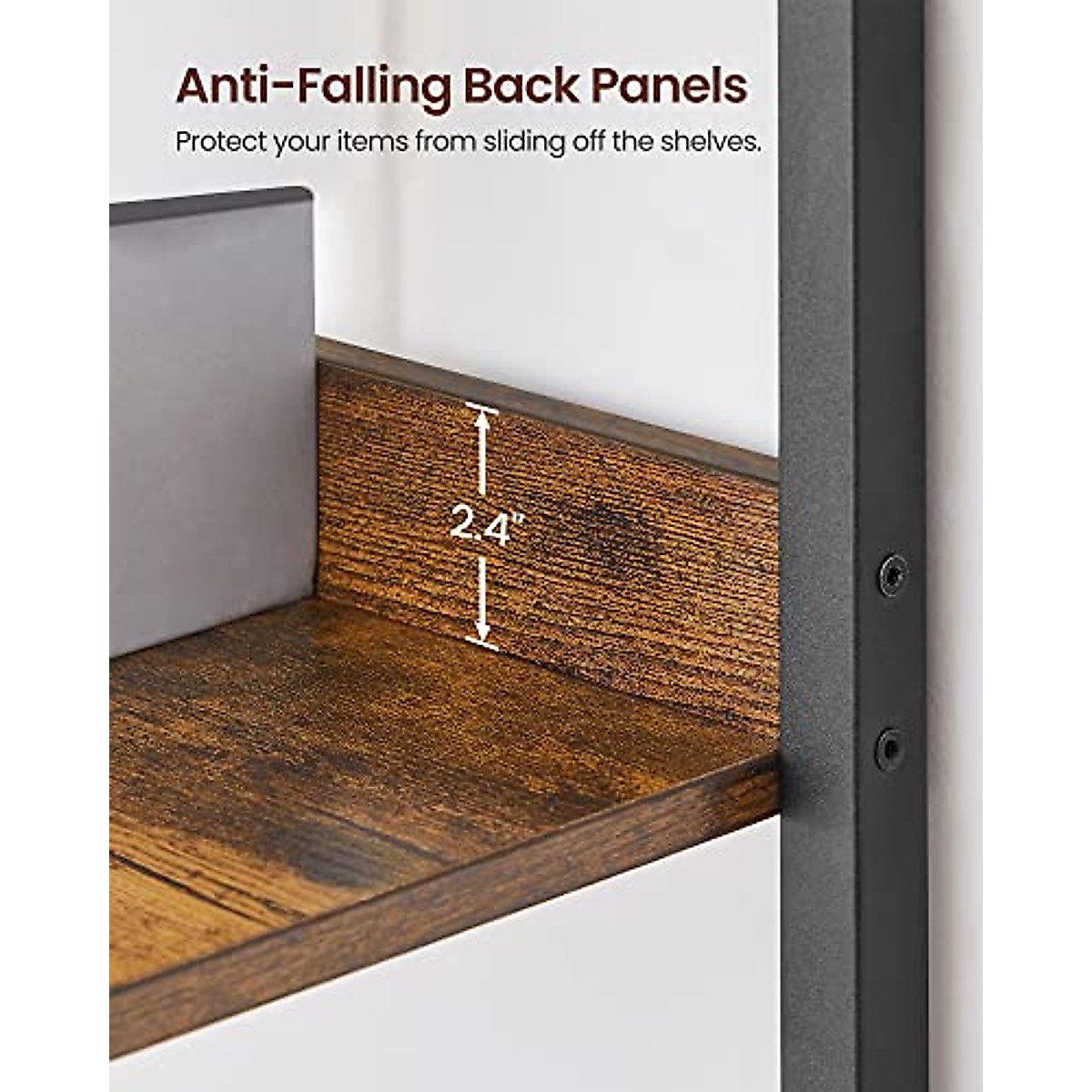 VASAGLE 6-Tier Bookshelf, Bookcase for Office, 11.8 x 23.6 x 70.1 Inches, Shelving Unit, with Back Panels, Industrial Style, for Living Room, Study, Home Office, Rustic Brown and Black ULLS118B01