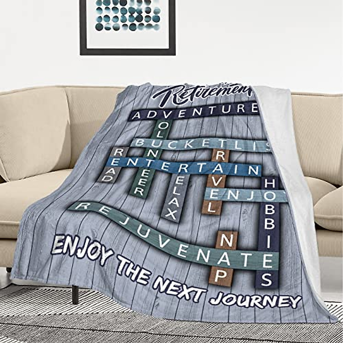 Retirement Gifts for Men Women 2023, Happy Retirement Throw Blanket 50”x60”, Gifts for Retired Dad Mom Grandpa Grandma Coworker Friends Nurse Teacher Doctor, Flannel Fleece Soft Warm Bed Blanket