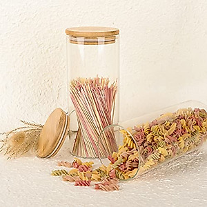 UrSpeedtekLive 32 OZ Glass Storage Jars with Airtight Bamboo Lids, Set of 8 Food Storage Jars with Wood Lids, Glass Kitchen Canisters, Clear Container for Flour, Dry Goods, Cookie, Candy, Rice, Pasta