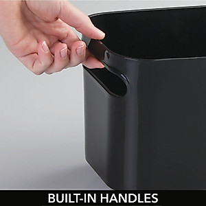 mDesign Plastic Toy Box Storage Organizer Tote Bin with Handles for Child/Kids Bedroom, Toy Room, Playroom - Holds Action Figures, Crayons, Building Blocks, Puzzles, Crafts - 10" Long, 2 Pack - Black