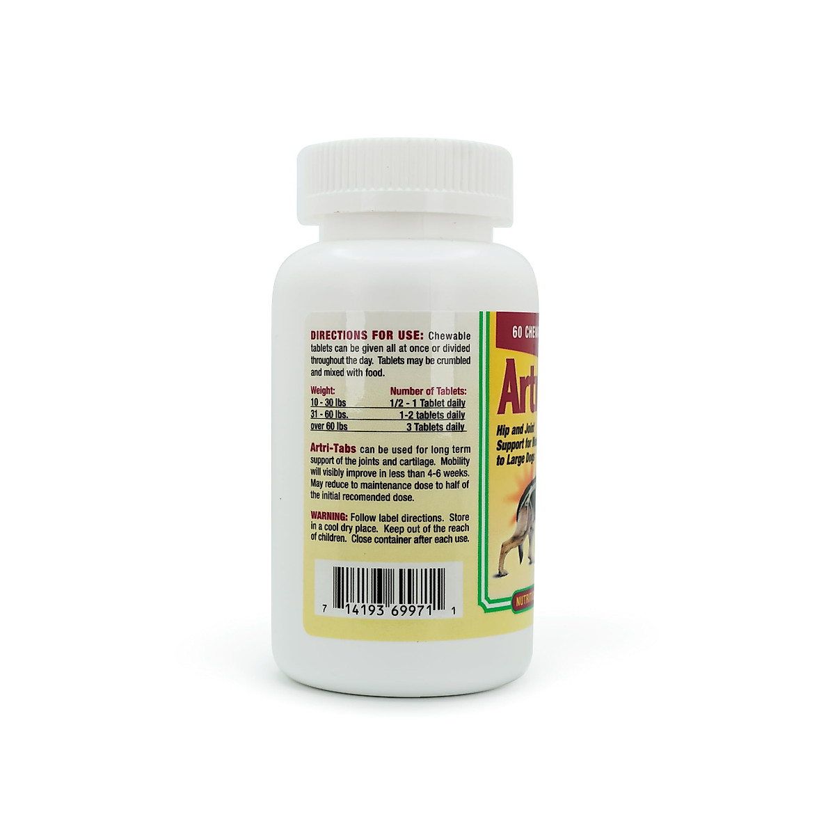 Artri-tabs Complex Dietary Supplement by Interfarma Corp | Cartilage Protection, Reduce Inflammation, & Joint Support for Dogs | with Glucosamine, Collagen, & MSM | Beacon Flavor | 60 Tablets.