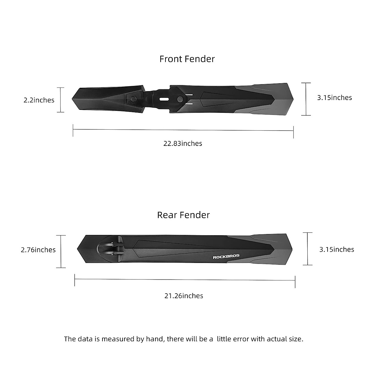 ROCKBROS Bike Fender Adjustable MTB Mudguard Front/Rear Fender Cycling Fenders Set Protector Bike Guards