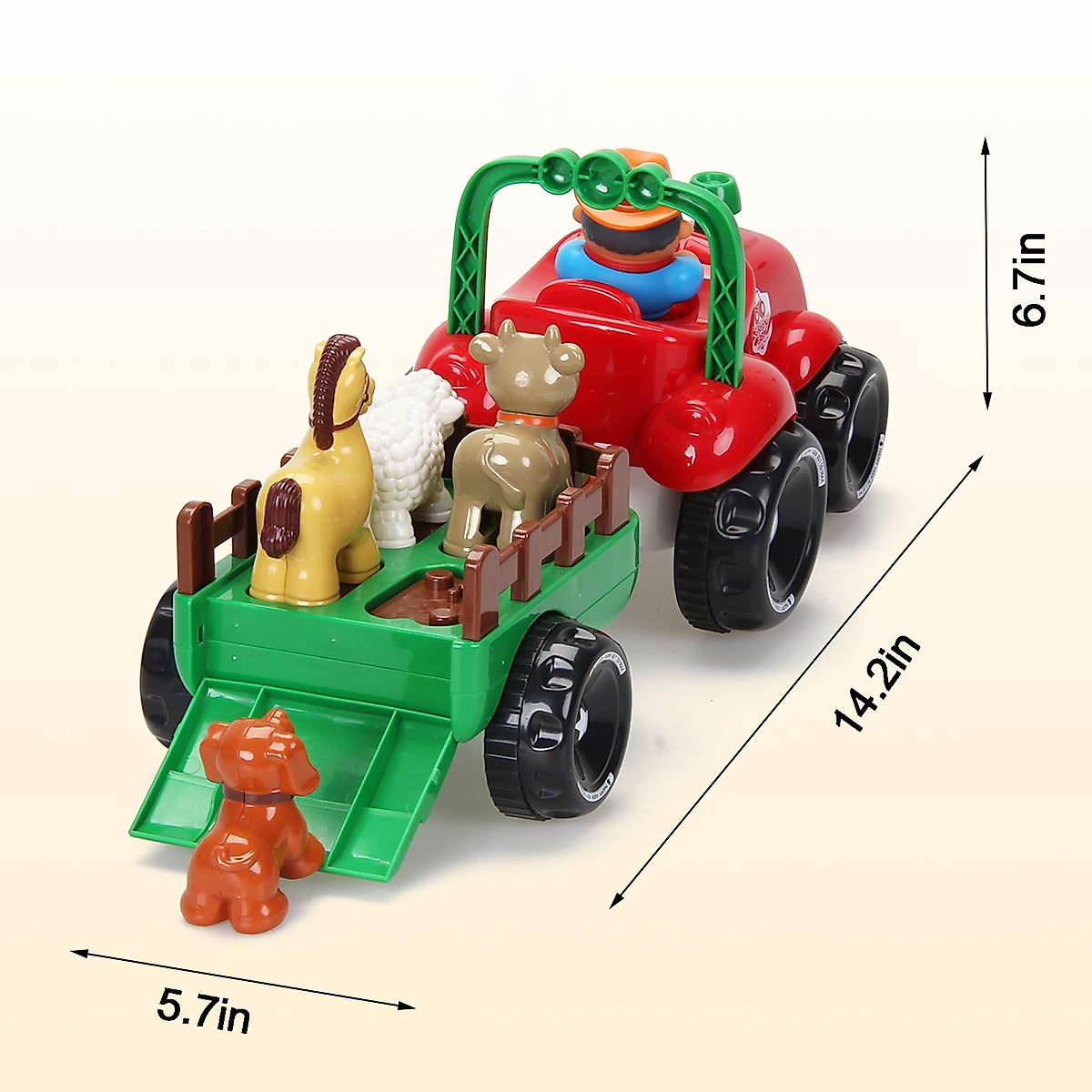 SUPERHIGH Farm Tractor Toy Tractor for 3 4 5 6 7 8 Year Old Boys & Girls with Detachable Farmer & Animals, Musical Toys with Light & Animal Sound Effect, Great Gift for Toddlers Kids