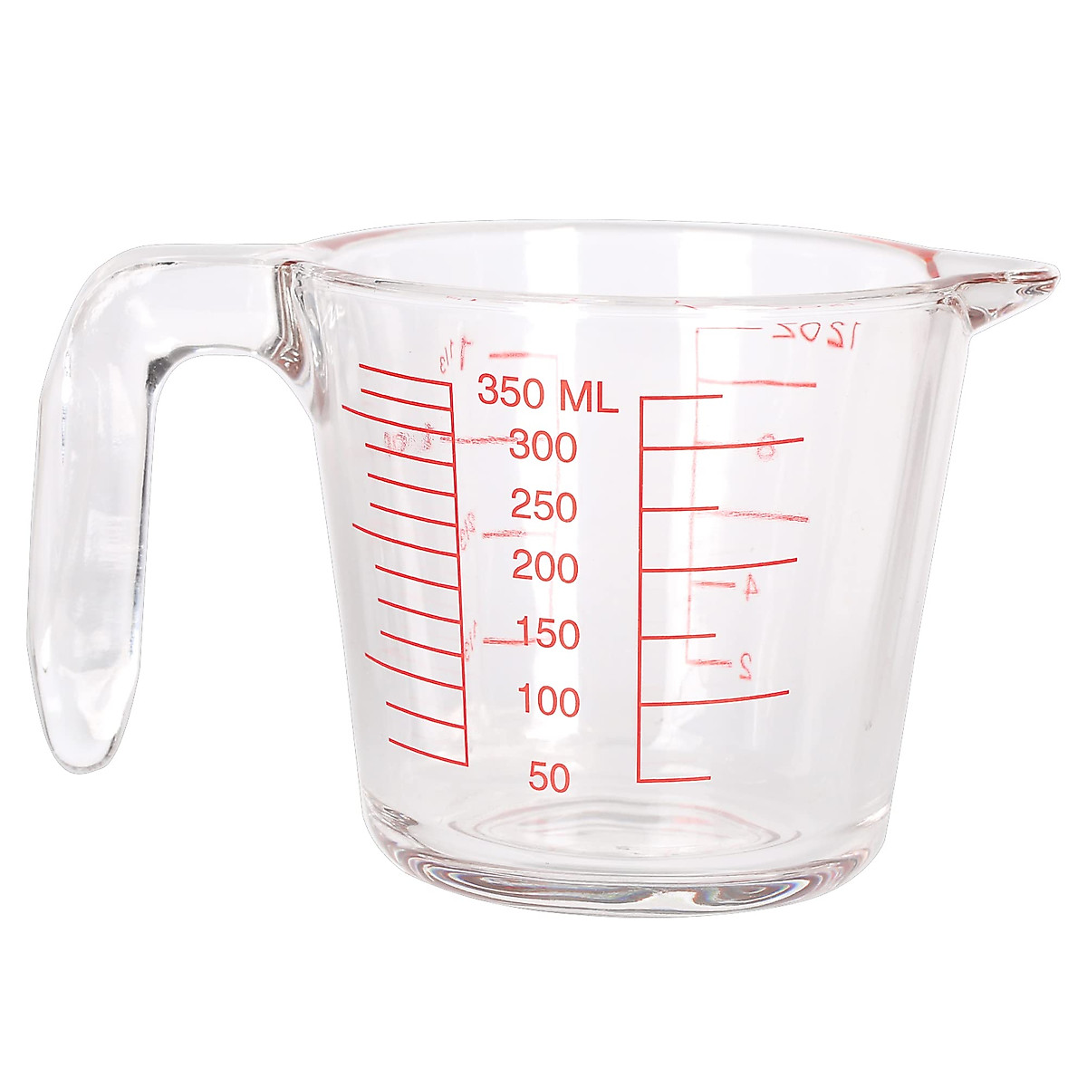 DOTINGHUX 12 oz Measuring Cup 1½ Cup Glass, Clear, Red