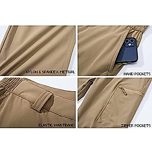 MAGCOMSEN Hiking Pants for Men Lightweight with Zipper Pockets Quick Dry Pants Men Travel Pants for Men Work Pants for Men Stretch Summer Pants for Men Black