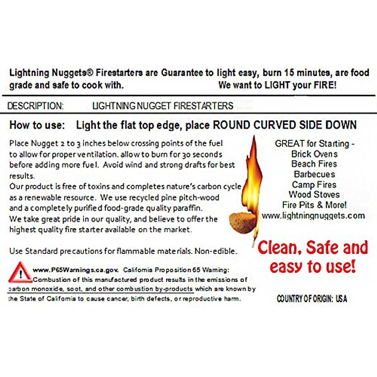 Lightning Nuggets n12eb-2 Fire Starter Box, 2" x 2" x 1.25", Tan