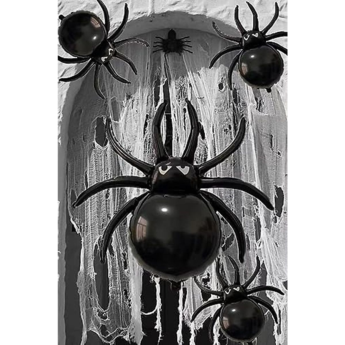 12PCS Halloween Black Spider balloons - 32.5“ Giant and 17.2” Small Spiders Foil Balloon for Halloween Decoration Day of Death New Year Birthday Spooky Party Supplier