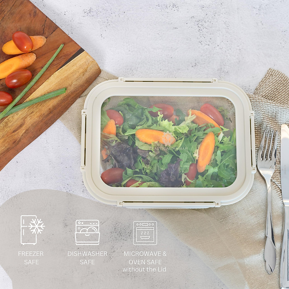 Practical Human 8-Piece Glass Meal Prep Set: Airtight Snap-Lock Lids for Easy Storage—Microwave, Oven, Freezer & Dishwasher Safe!