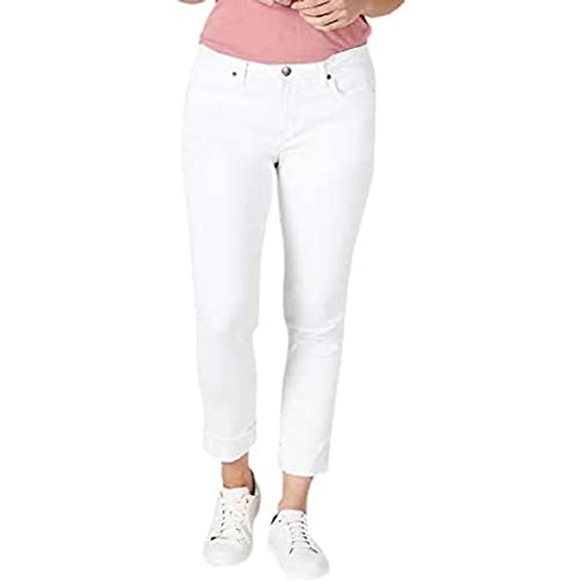 Riders by Lee Indigo Women's Fringe Cuff Boyfriend Jean, White, 14