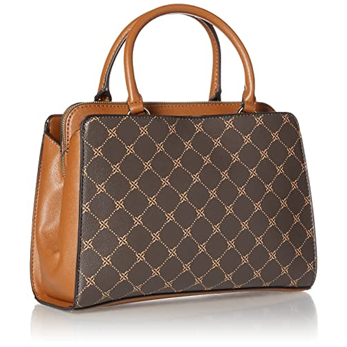 NINE WEST Endora Satchel, Brown Logo/TAN