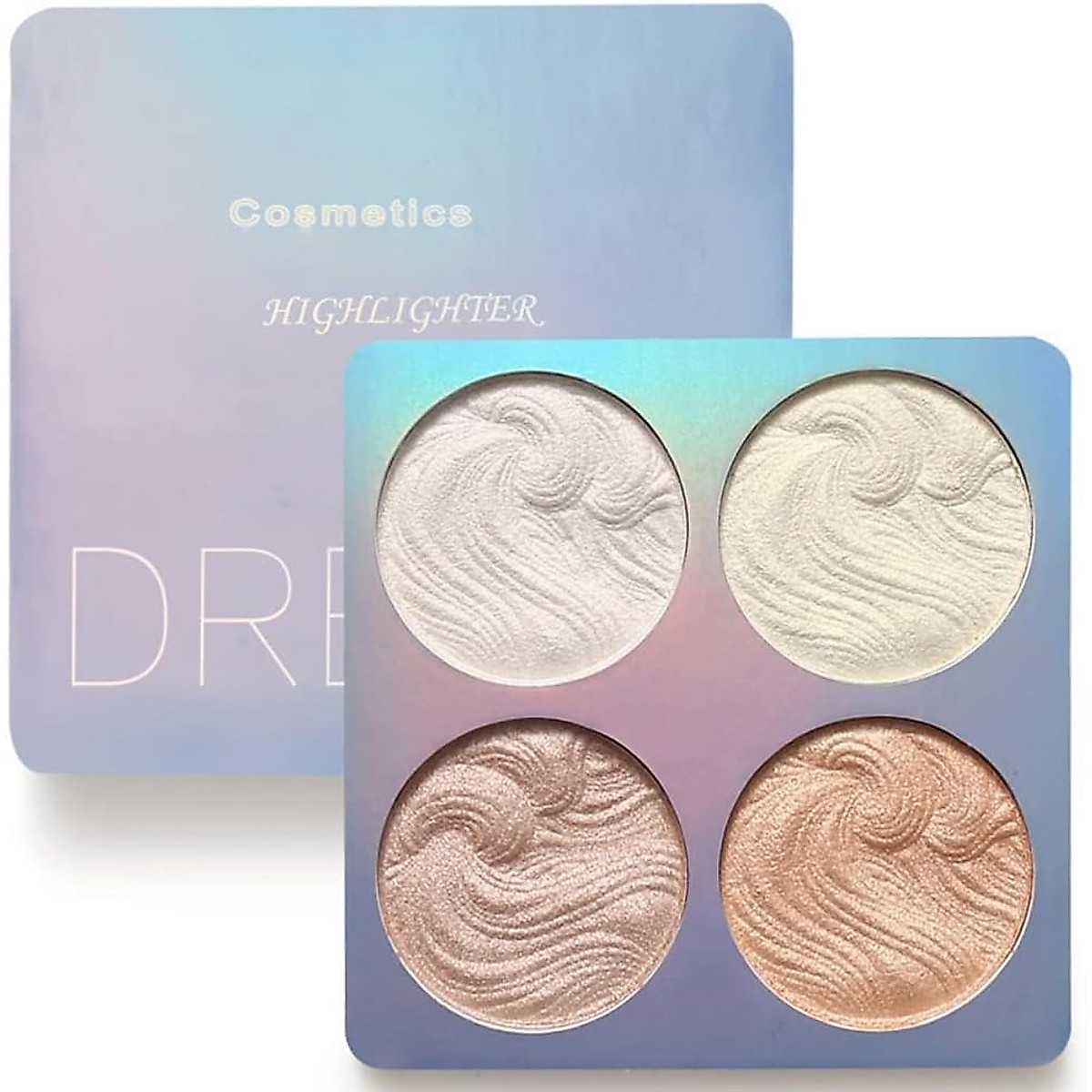 Highlighter Makeup Palette,Highlighter Palette Illuminator Powder Palette White Highlighter Baked Waterproof Long Lasting Brilliant Lighten Skin Color Face Contour Powder Makeup Highlighter