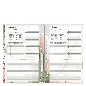 FranklinCovey - Blooms One Page Per Day Ring-Bound Planner (Classic, Jan 2024 - Dec 2024)