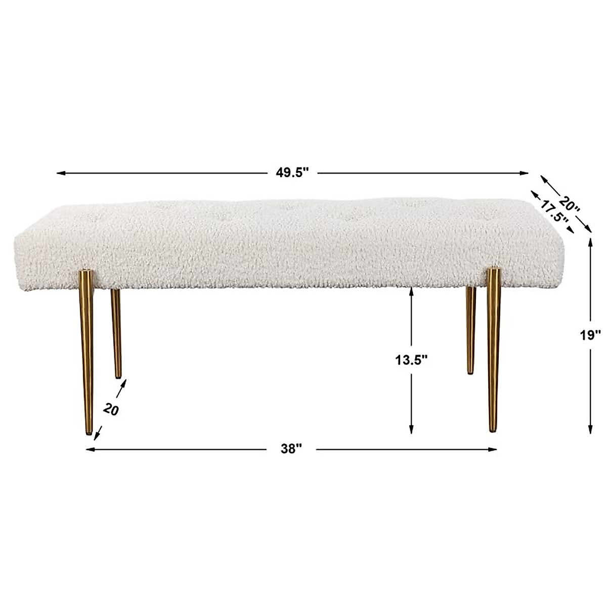 Uttermost Olivier 49 1/2" Wide White Button-Tufted Modern Accent Bench