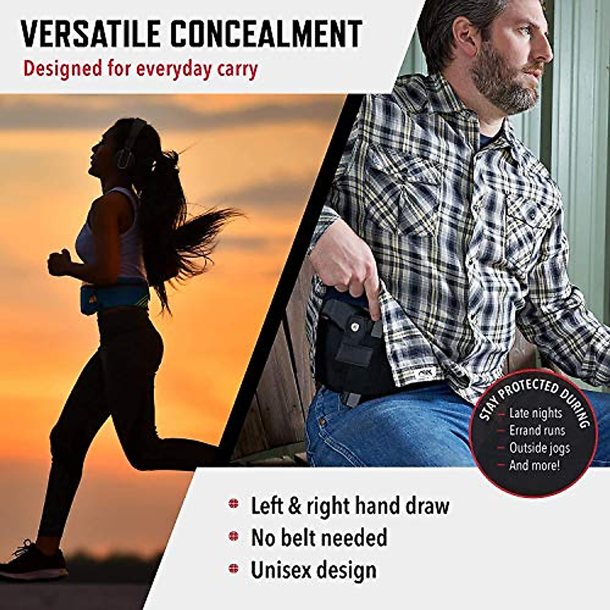 Belly Band Gun Holsters by ComfortTac, Belly Band Pistol Holster for Men & Women by, Belt Fits Smith and Wesson, Ruger, Shield, Glock - Firearm Accessories for Most Pistols and Revolvers