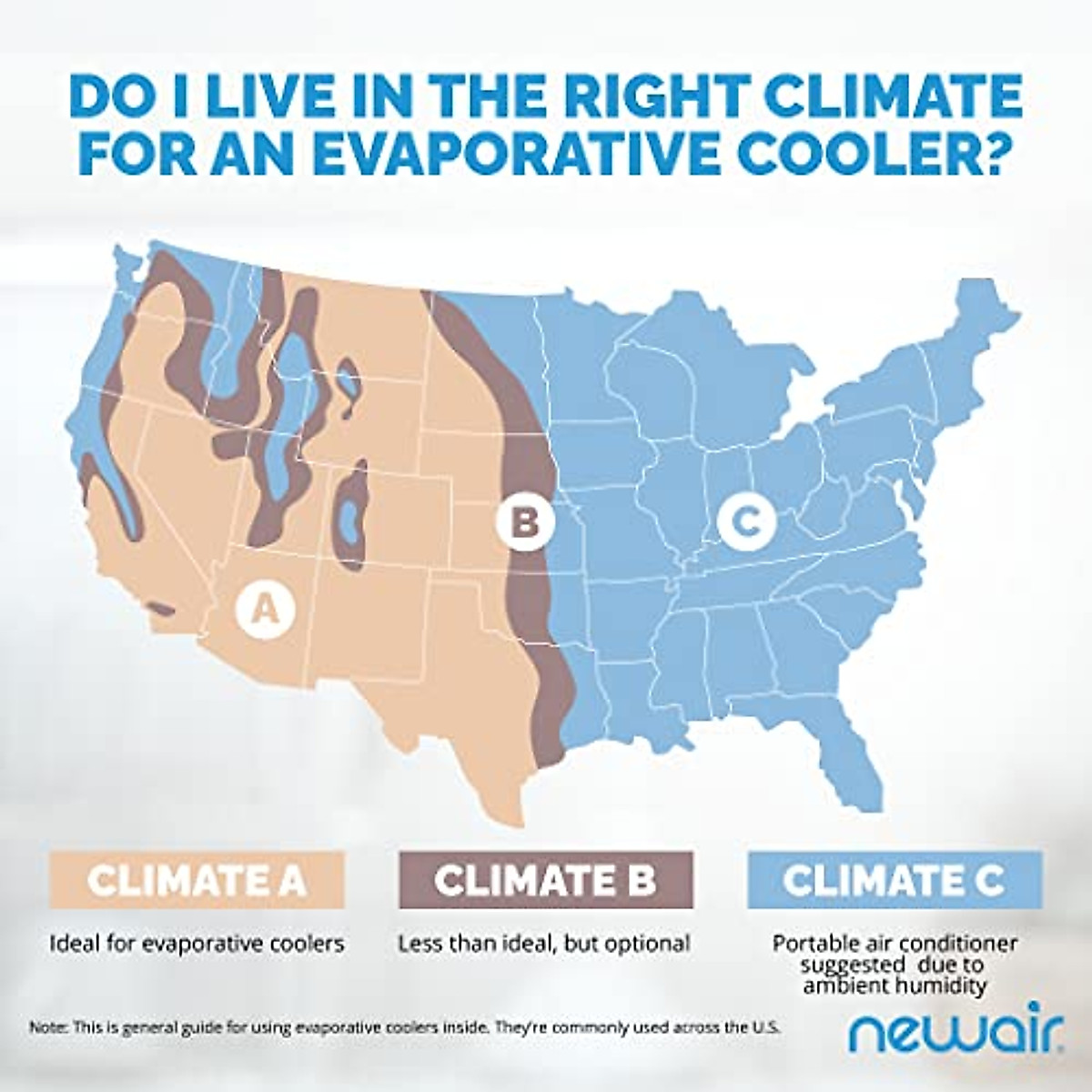 Newair Evaporative Cooler 470 CFM250 sq. ft. Freestanding Home Air Cooler 3 Fan Speeds 1.45 Gallon Water Tank, Silver Easy Glide Wheels Remote Control Included