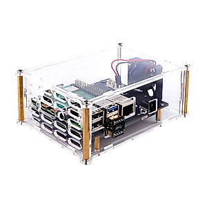 GeeekPi Acrylic Case with 4010 Fan (40mmx40mmx10mm) for Raspberry Pi 4 Model B X825 V2.0 2.5 inch SATA HDD/SSD Expansion Board & Raspberry Pi 4 Model B