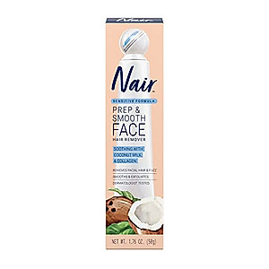 NAIR Prep and Smooth Face, Facial Hair Removal for Woman, Touch Free Hair Removal Cream, with Sensitive Coconut Milk and Collagen for Skincare, Dermatologist Tested, 1.76 oz