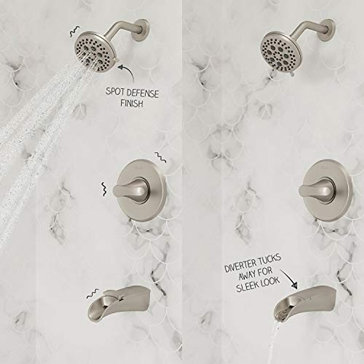 Pfister 8P8-WS2-JDSGS Jaida 1-Handle Tub & Shower Faucet with Adjustable Spray Width In Spot Defense Brushed Nickel