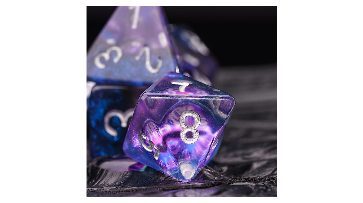 Cusdie 7-Die D&D Dice Set - Purple Eyeball Design