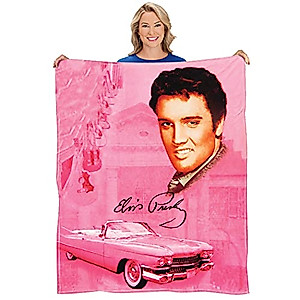 Elvis The King Presley Pink Cadillac Cozy Throw Blanket