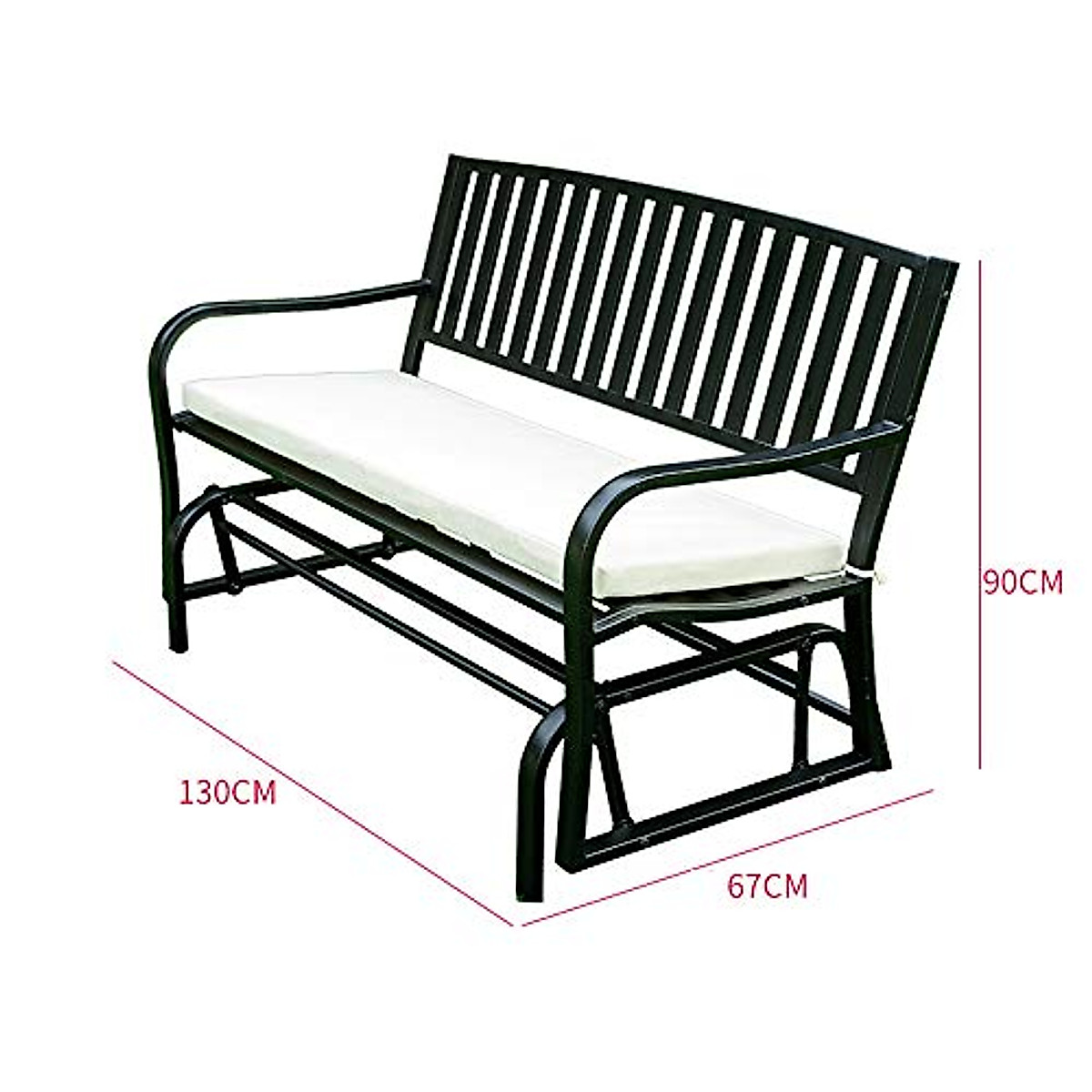 JOZZY Outdoor Garden Bench,Outdoor Garden Double Rocking Chair, Leisure Courtyard Terrace Metal Bench, Comfortable and Durable Outdoor Swing Glider, Weatherproof Steel Frame, for Porch/Backyard