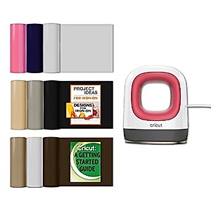 Raspberry Cricut Easy Press Mini with Everyday Iron On Bundle, Heat Press Machine for HTV Sublimation, Perfect for Personalized Gifts DIY Projects, Easy to Weed Heat Transfer Vinyl, Convenient Size