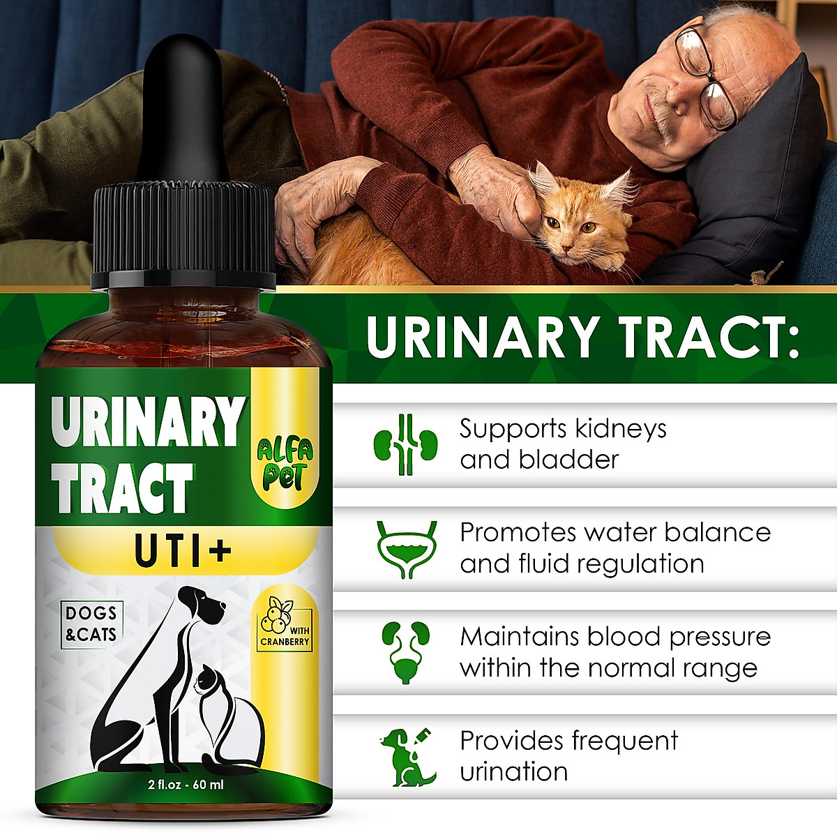 Cat Urinary Tract Infection Treatment • Dog UTI Treatment • Dog & Cat Urinary Supplement • Care for Bladder & Kidney • Herbal Composition • 2 Oz