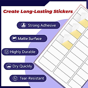 HABGP Return Address Labels, 1" X 2-5/8" Matte Mailing Label Stickers Personalized for Laser/Inkjet Printer, Shipping, School Supplies, White Labels (30 per Sheet, 30 Sheets, Total 900 Labels)