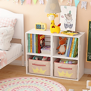 Timy 4-Tier Adjustable Kids Bookshelf Wood Book Storage Toy Storage Organizer Practical Book Storage Rack for Bedrooms Study Rooms Playrooms