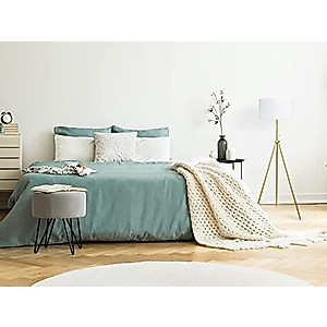 O’Bright Tripod Floor Lamp, Adjustable in Height, 100% Metal Body with Linen Drum Shade, E26 Socket, Bedside Lamp, Standing Light for Living Room, Bedroom, Office, Antique Brass