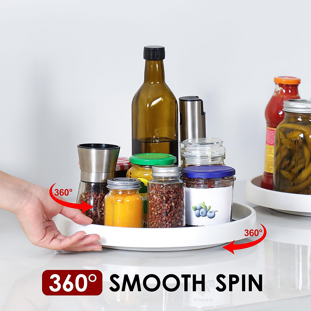 [ 4 Pack ] 12 Inch Non-Skid Turntable Lazy Susan Organizers - Spinning Rack for Cabinet, Pantry Organization and Storage, Kitchen, Fridge, Vanity, Countertop, Under Sink Organizing, Spice Spinner