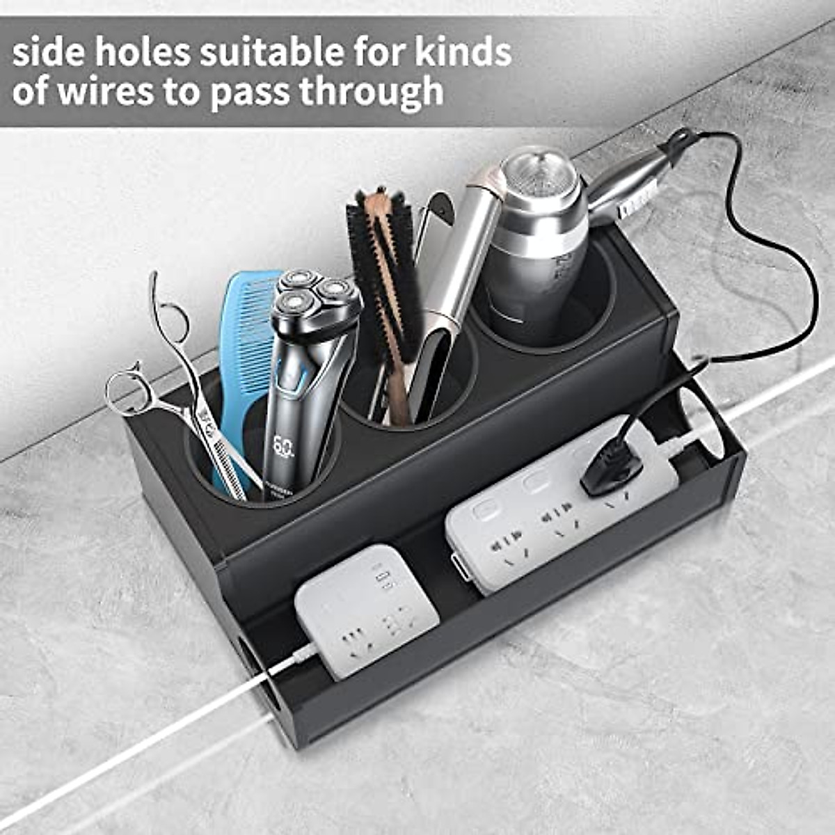 HigoYXP Hair Tool Organizer, 100% Metal Hot Tools Organizer, Heat-Resistant Hair Tool Holder-Styling Tools Organizer for Cosmetic, Skincare, Toiletries, Bathroom Counter, Vanity(1.6kg, Black)