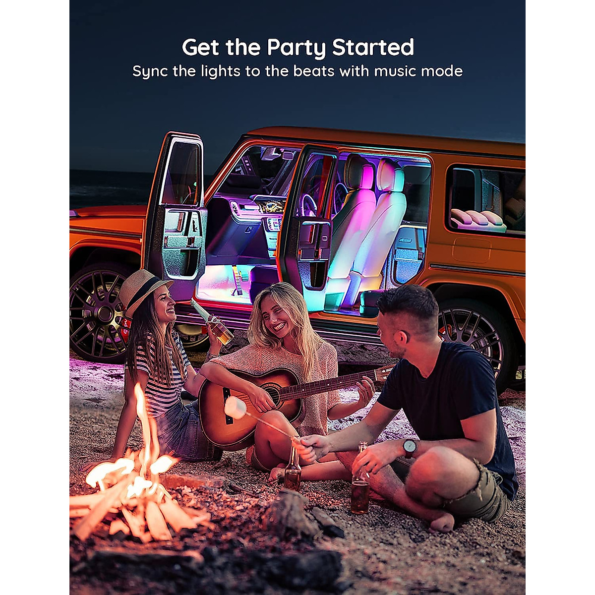 Govee Smart Car LED Strip Lights, RGBIC Interior Car Lights with 4 Music Modes, 30 Scene Options and 16 Million Colors, APP Control 2 Lines Design LED Car Lights for SUVs, DC 12V