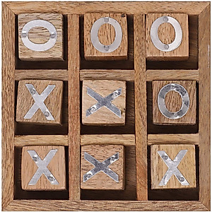 EARTHLY HOME Wooden Tic Tac Toe Game - Board Game - Table Top Living Room Decor Fun Game - Indoor Outdoor Adults Classic Travel Game (Black & White)