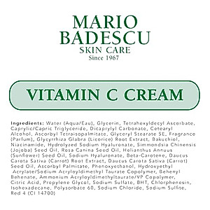Mario Badescu Vitamin C Cream | Lightweight Face Moisturizer Enriched With Niacinamide for All Skin Types | Visibly Reduces Signs of Aging | 1 Fl Oz