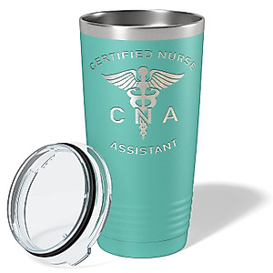 CNA Certified Nurse Assistant Gift on Seafoam 20 oz Stainless Steel Tumbler with Lid - Insulated Cup - Travel Mug