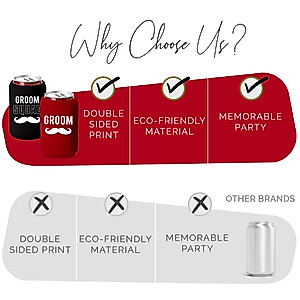 Your Dream Party Shop Groom and Grooms Squad Bachelor Party Can Coolers, Set of 12 Beer Can Coolies, Perfect Bachelor Party Decorations and as Grooms Men Gifts (Red)