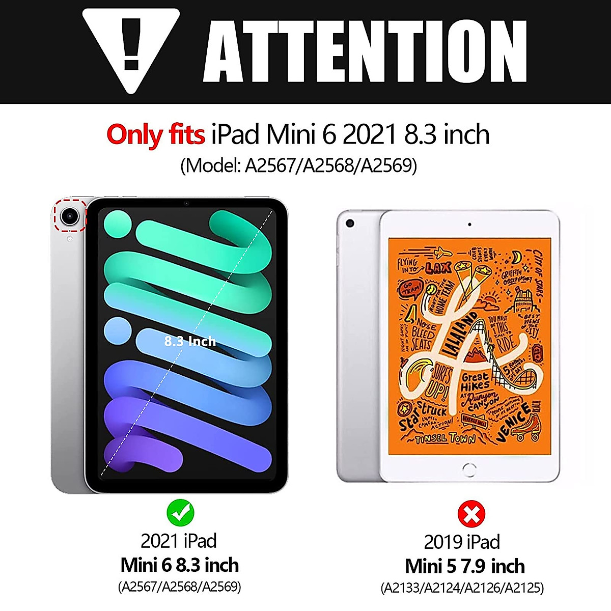 Case for iPad Mini 6 8.3 Inch 2021 6th Generation, Multi-Angle Protective, Soft Frosted Back Shell Slim Lightweight iPad Mini 6 Case for iPad Mini 8.3" 6th Gen (A2567/ A2568/ A2569), Black