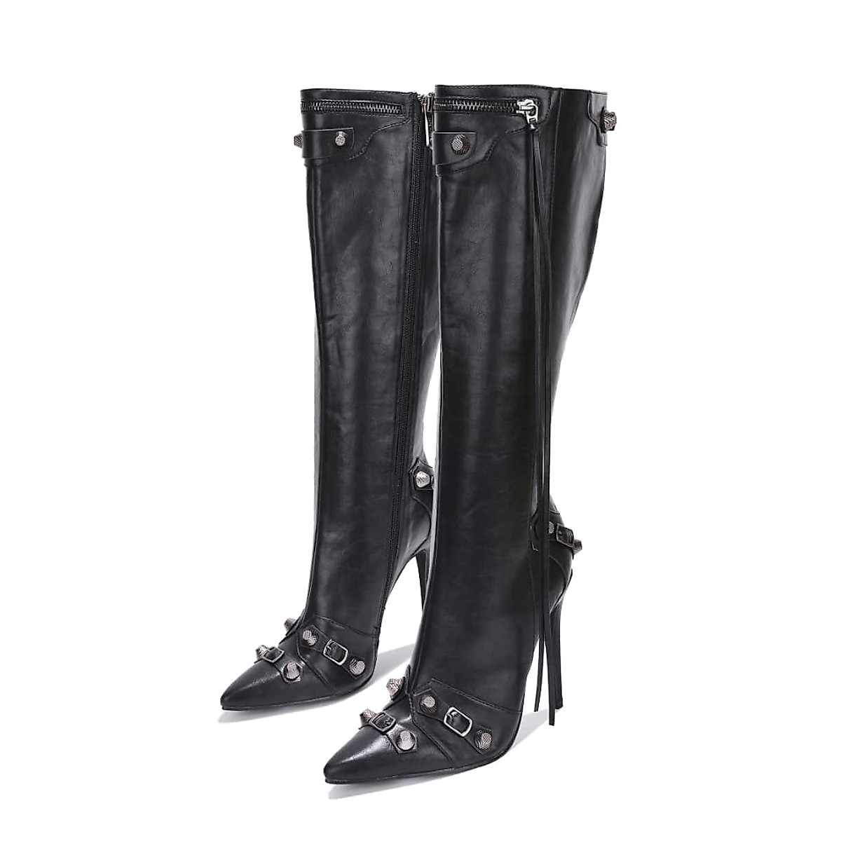 Cape Robbin Women Knee High Boot with Tassel Zipper POFIN - BLACK 11