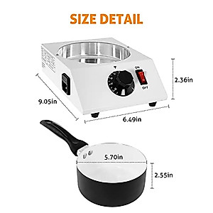 WICHEMI Chocolate Melting Pot Chocolate Tempering Machine Commercial Electric Chocolate Melter Fondue Pot for Chocolate, Butter, Cheese, Cream, Candy, Milk, Coffee, Desserts (Single Pot)