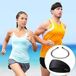 11 Pieces Metal Headband and Sports Headbands, Elastic Headbands Spring Wave Non Slip Hairband Unisex Hair Accessories for Men and Women Running Jogging Yoga Workout Supplies