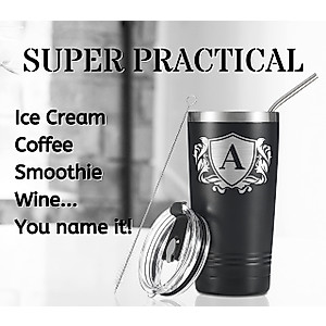 Personalized Coffee Mug with Initial J, Monogrammed Travel Tumbler for Him, Custom Cups, Unique Birthday Christmas Gifts for Men who Have Everything