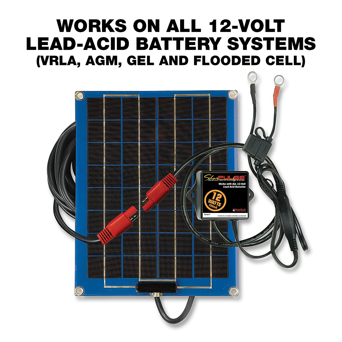 PulseTech SolarPulse SP-12 Solar Battery Charger Maintainer, 12 Watt, Blue