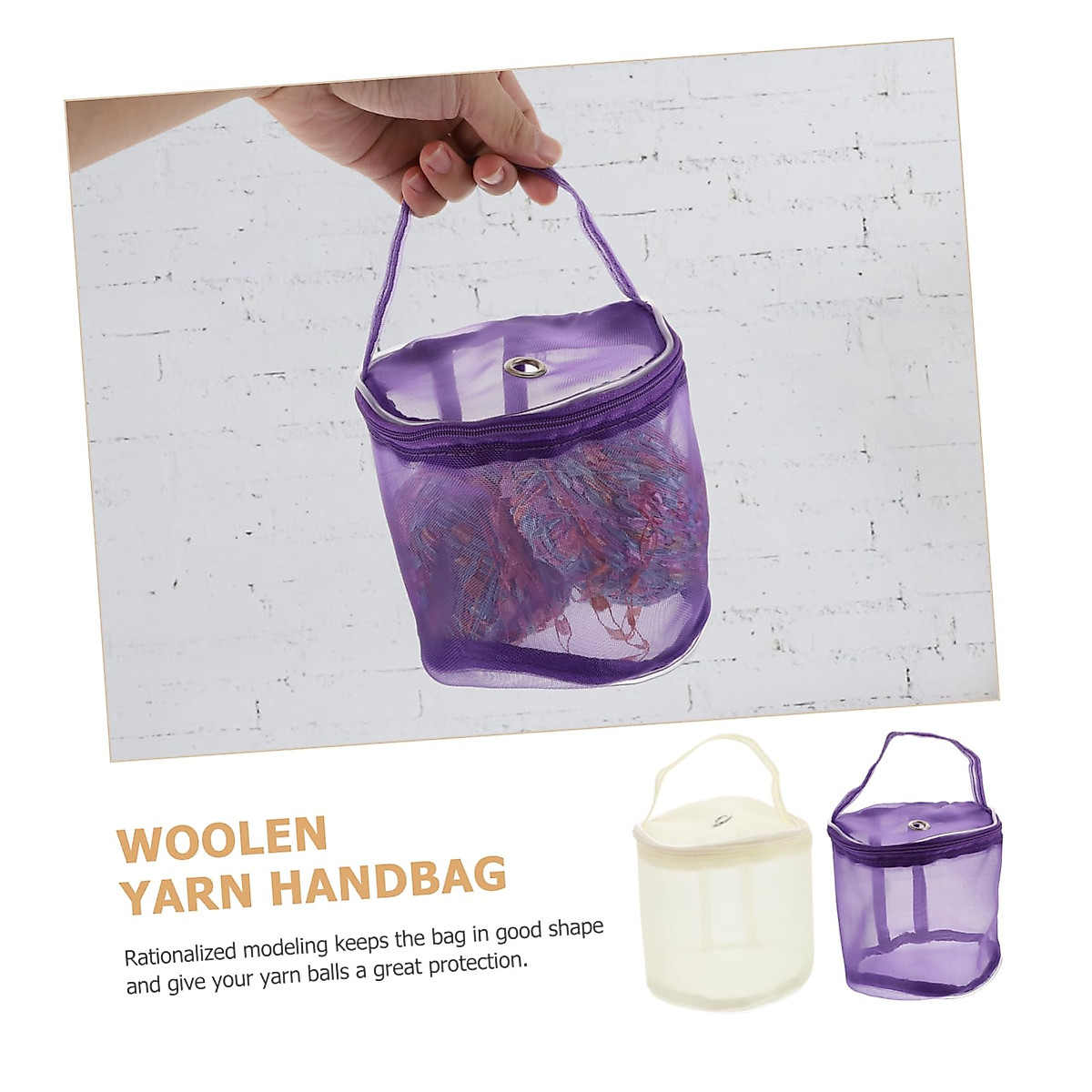 Gogogmee Mesh Tote 2pcs Wool Storage Bag Braid Accessories Thread Home Tools Woven Tote Bag Yarn Balls Organizer Basket Knitted Tote Bag Knitting Bag Mesh - Nylon Wire Clamp