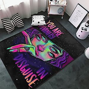 UianYY Area Rugs Home Decor Mysterious Psychedelic You Ghost Cool Girl Floor Mat Living Room Bedroom Carpets Doormats 60 X 39 Inches